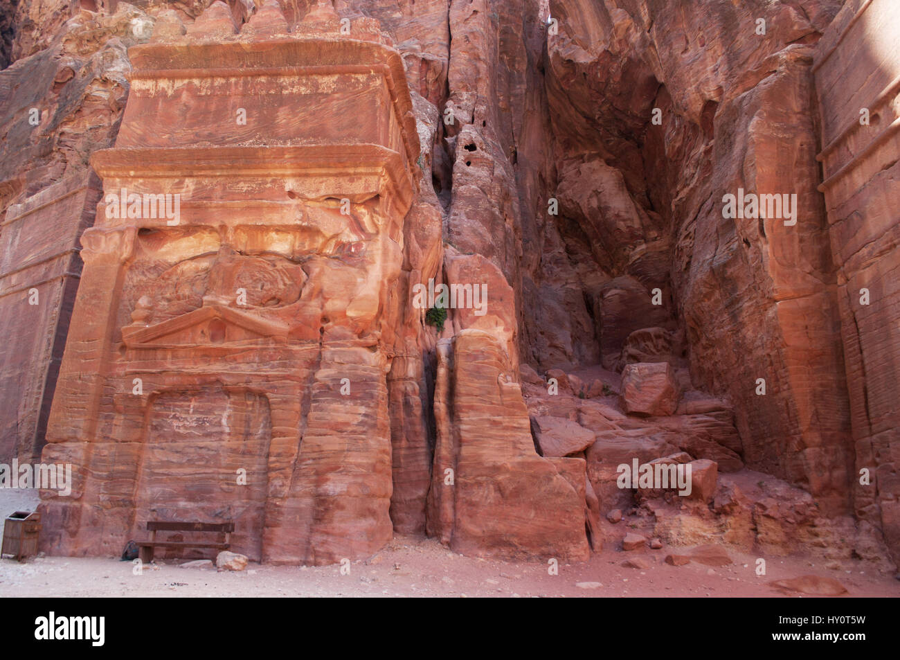 Jordan: a red tomb along the Street of Facades, row of monumental ...