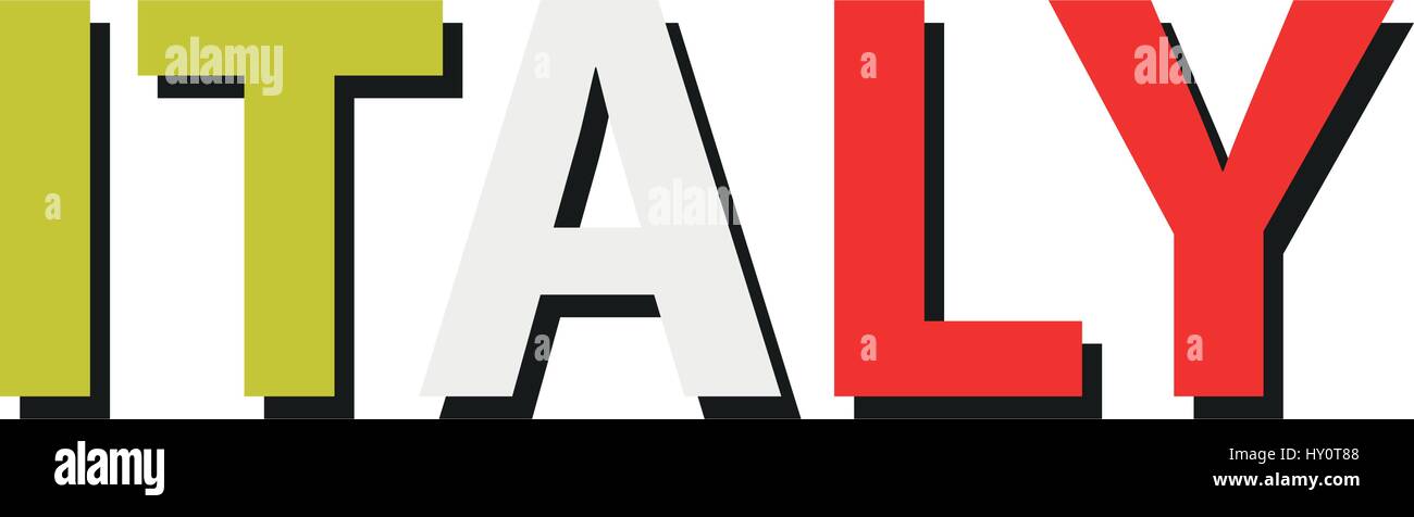 Italian word with flag illustrated on a white background in vector ...