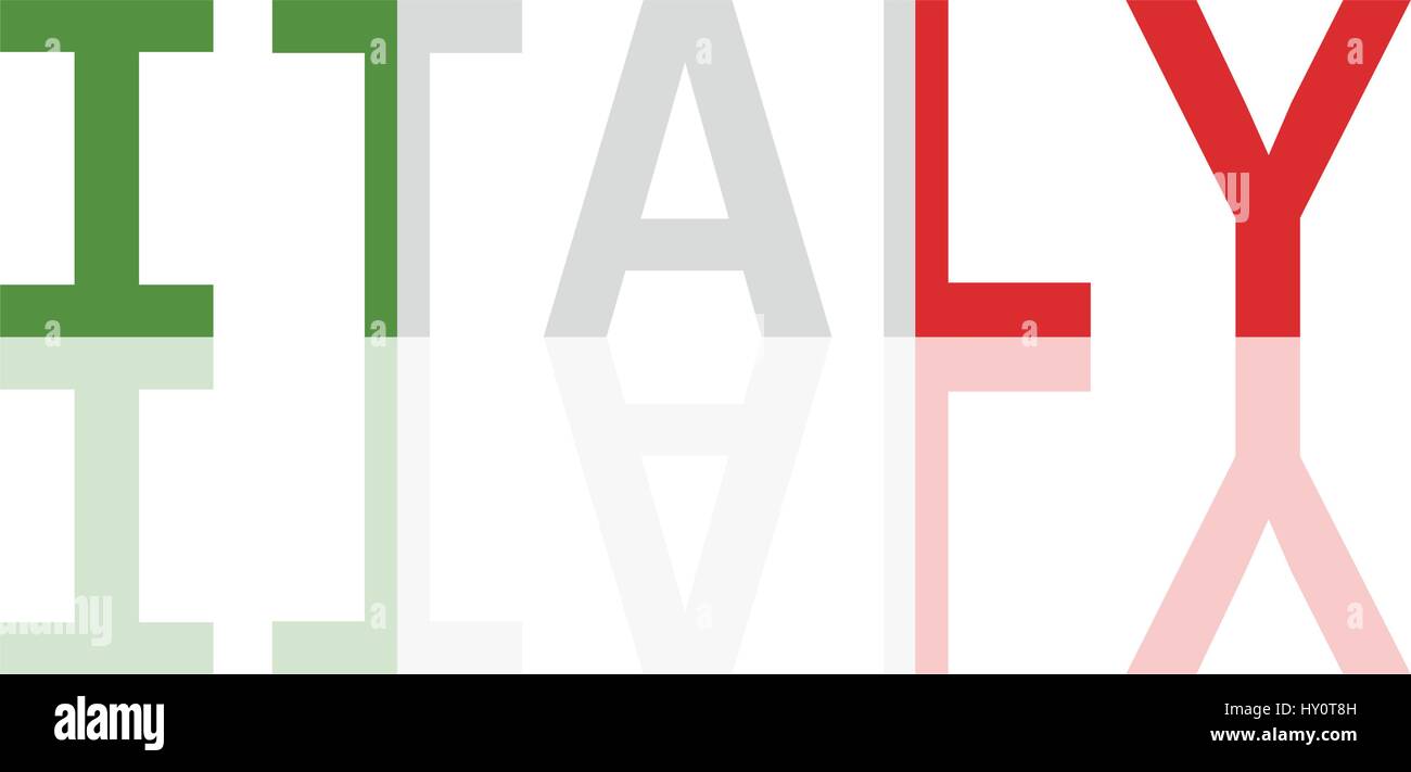 Italian word with flag illustrated on a white background in vector ...