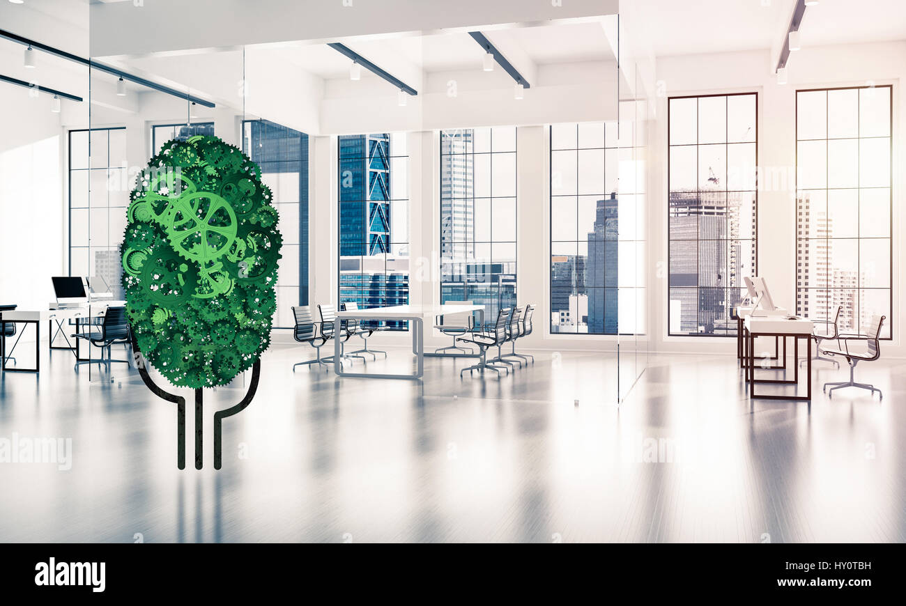 Eco green environment concept presented by tree as working mecha Stock ...