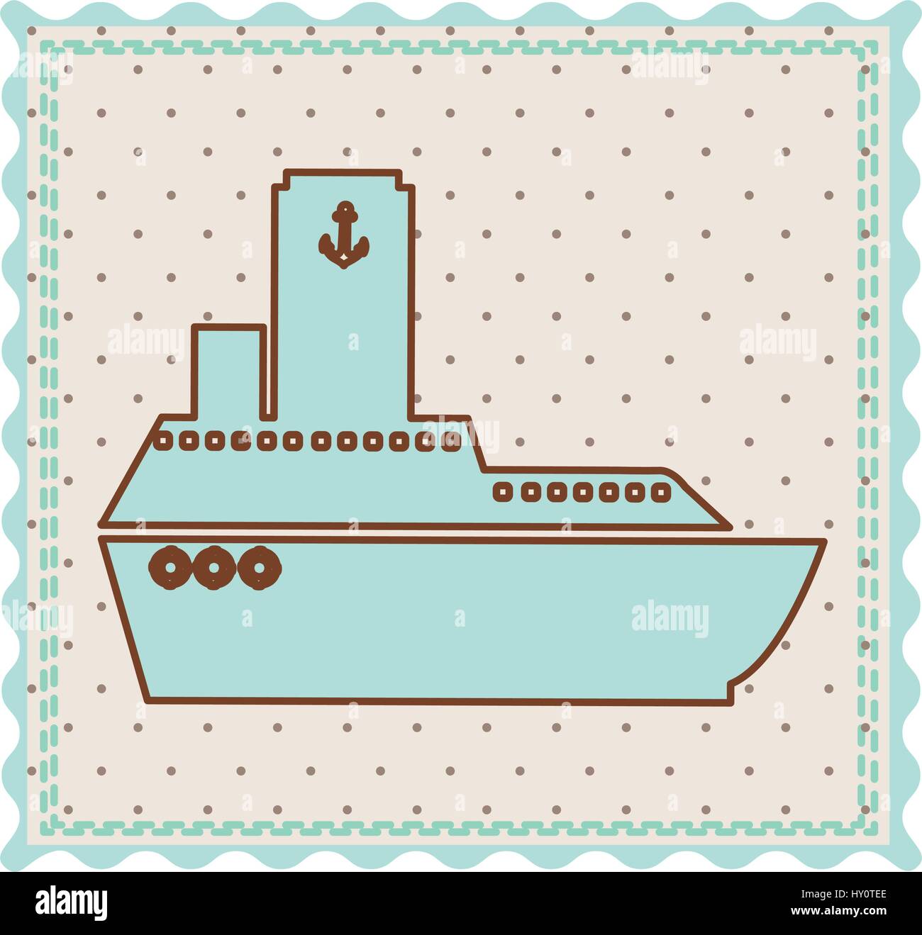 frame with silhouette of vessel and background dotted Stock Vector ...