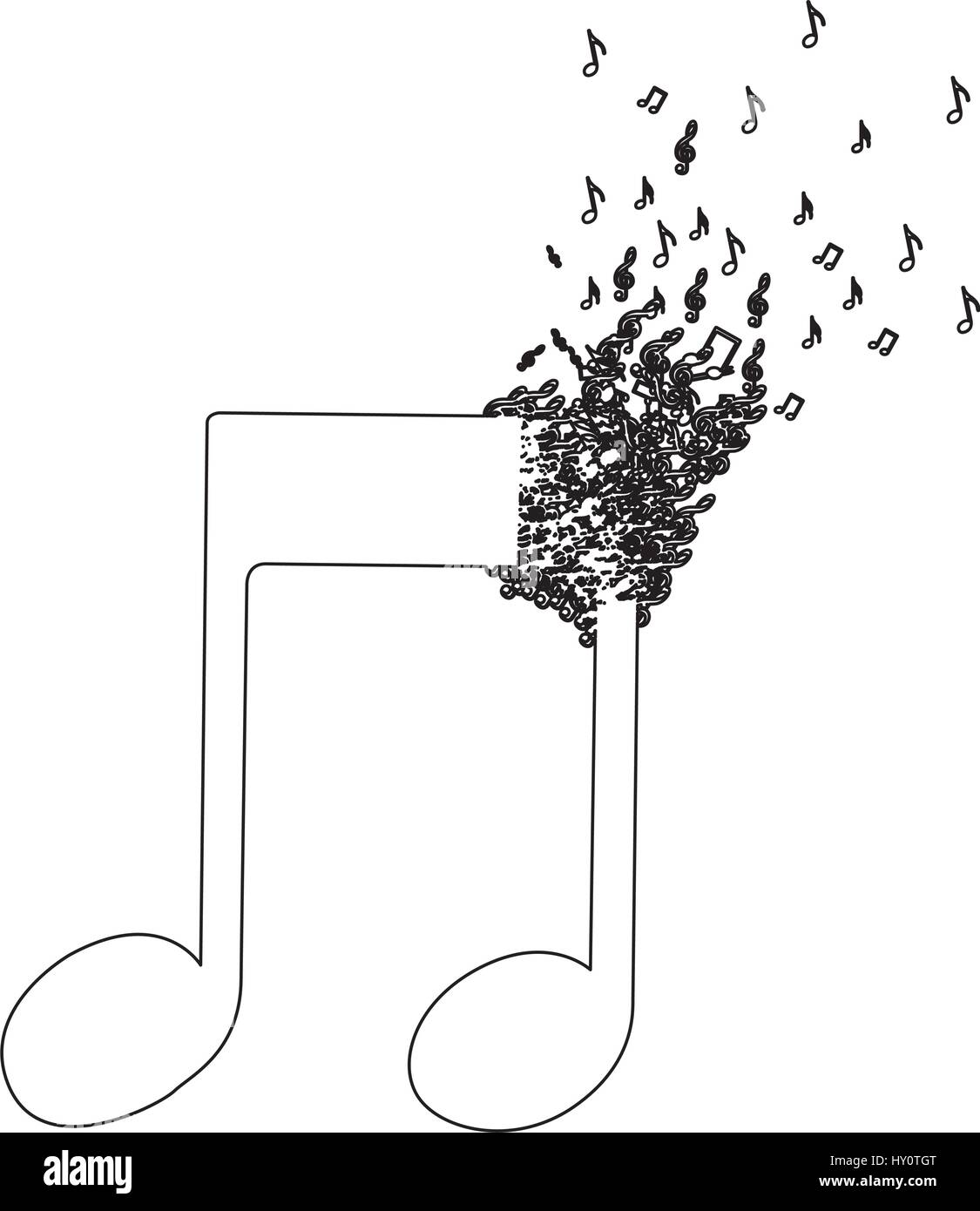 monochrome contour of musical note with top fading Stock Vector Image ...