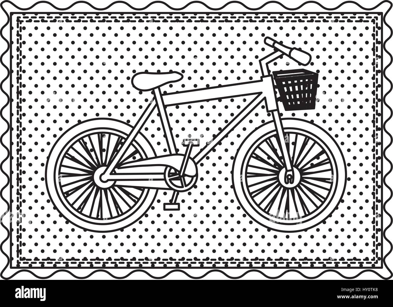 monochrome contour frame of bicycle with background dotted Stock Vector ...
