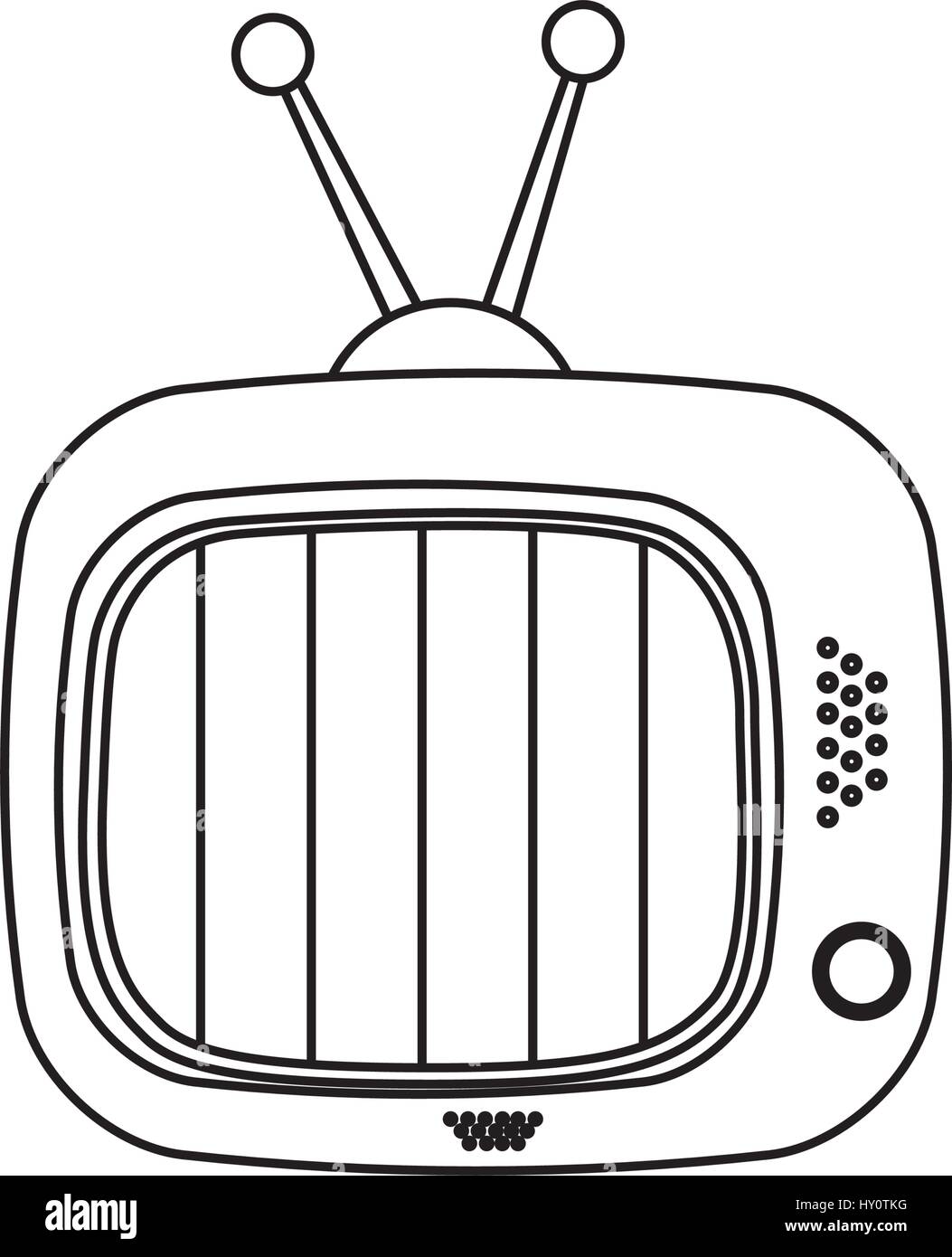 monochrome contour of tv set Stock Vector Image & Art - Alamy