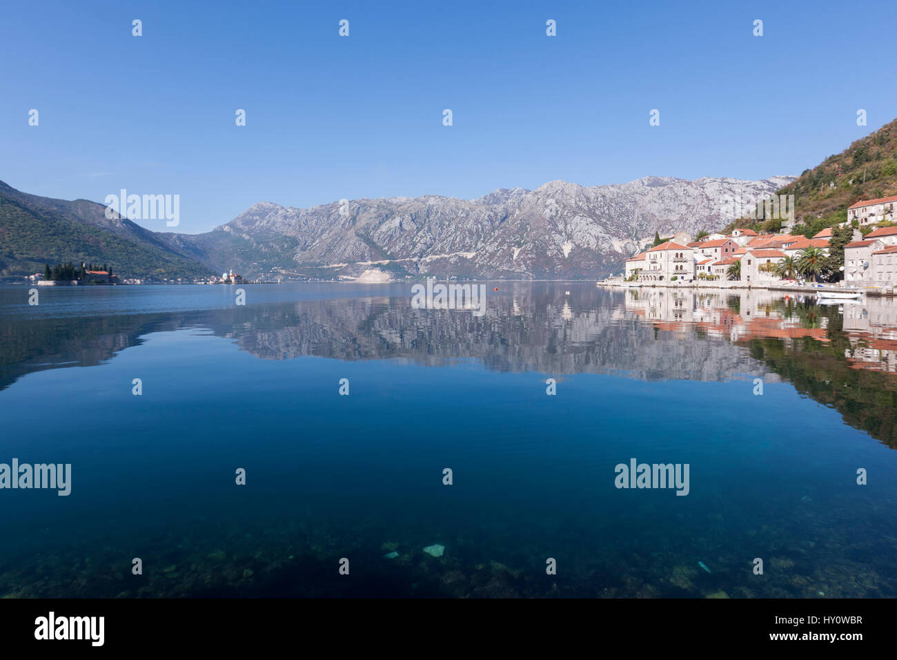 Bay of Kotor with islets: one is called Sveti Đorđe (St. George) and ...