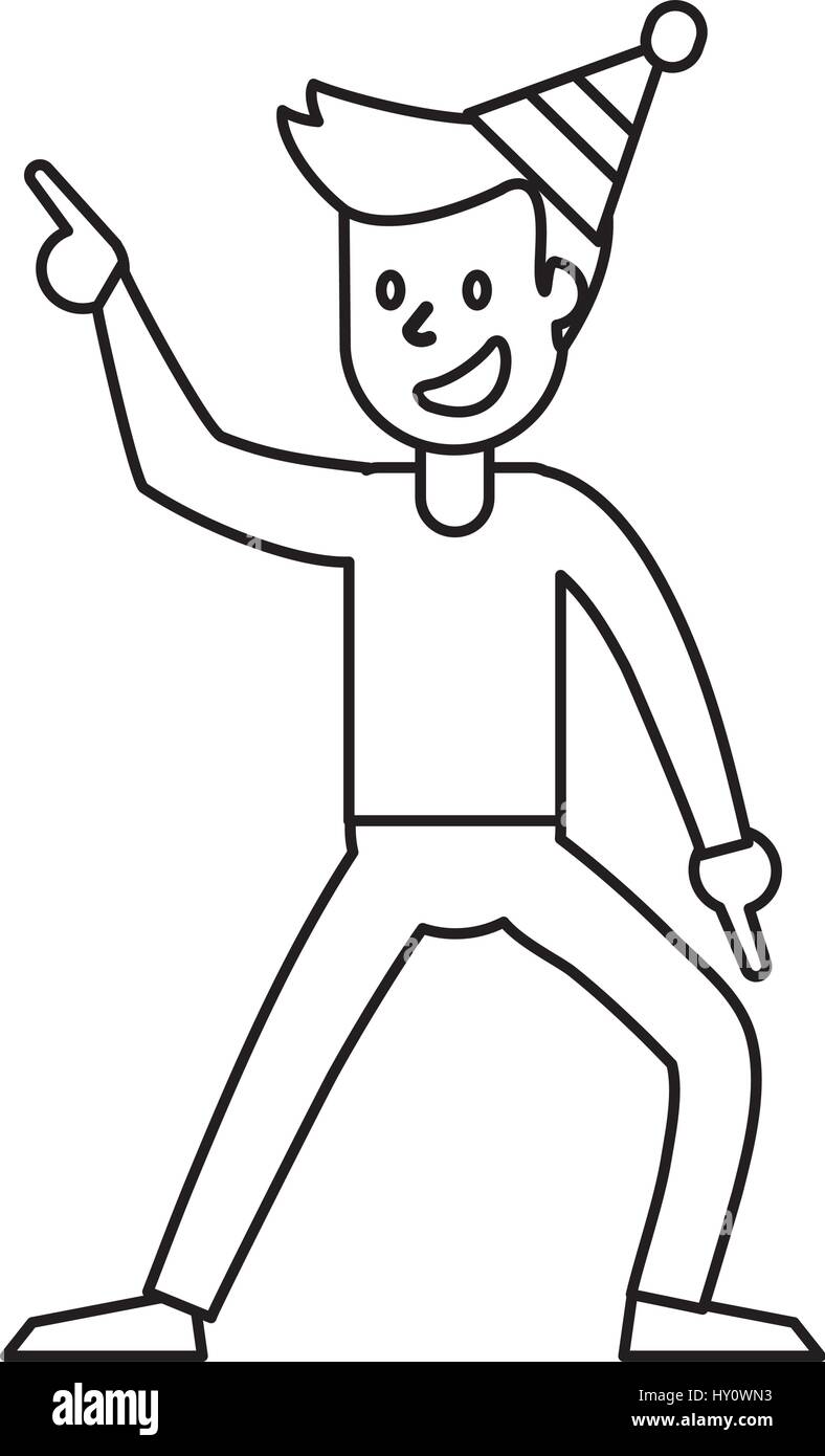 guy dance celebrate funny outline vector illustration eps 10 Stock ...