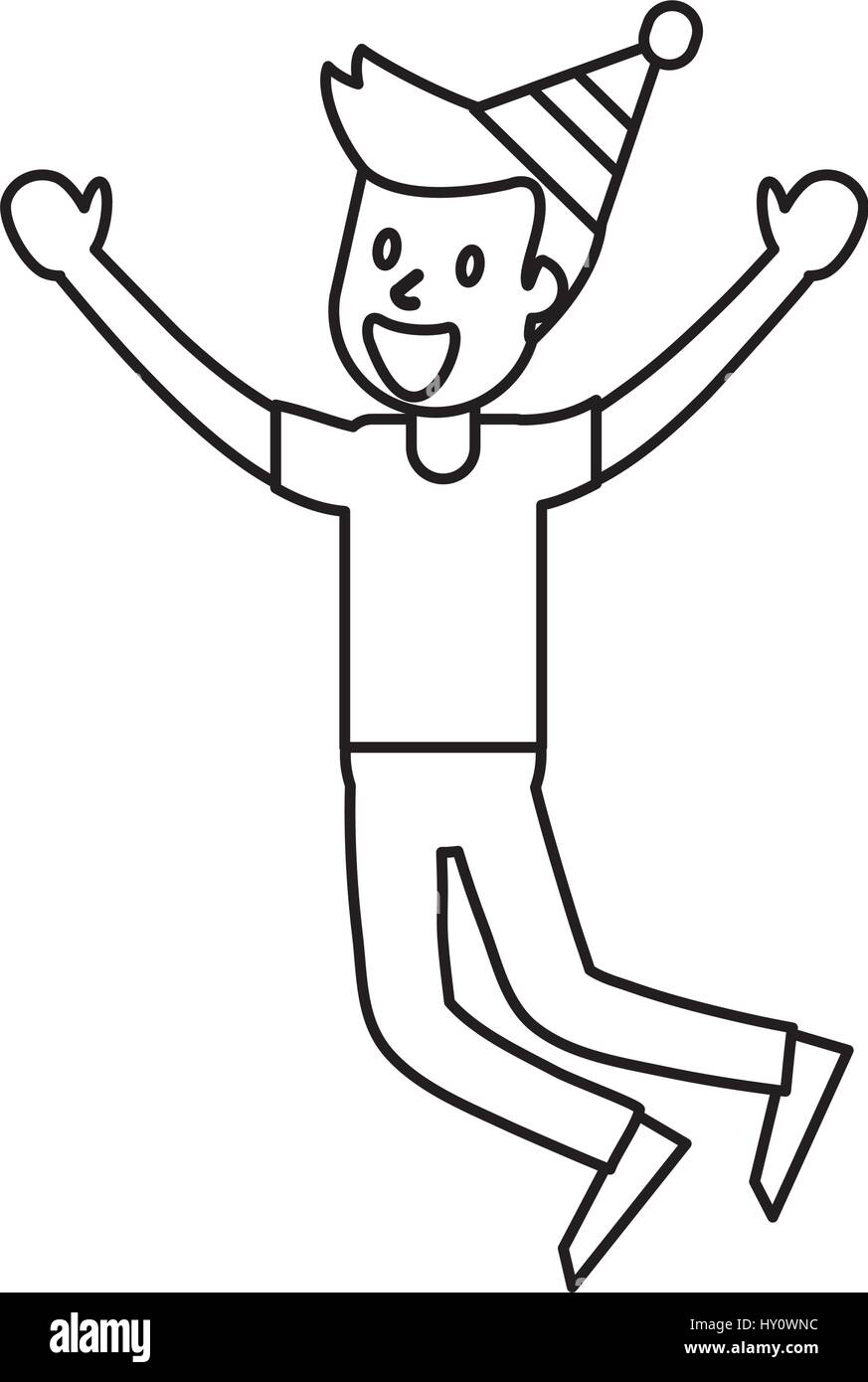guy dance celebrate funny outline vector illustration eps 10 Stock ...