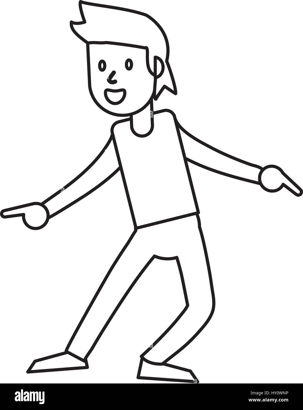 guy dance celebrate funny outline vector illustration eps 10 Stock ...