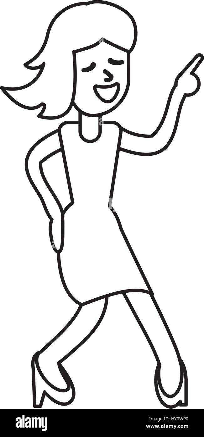 woman celebration dance cheerful outline vector illustration eps 10 ...
