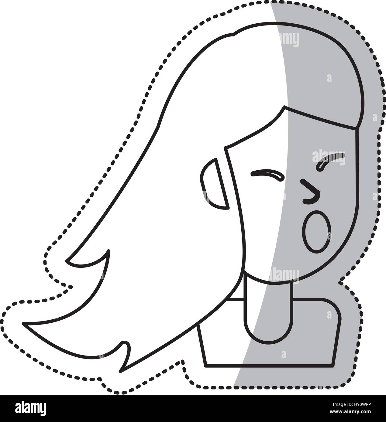 smiling girl female outline vector illustration eps 10 Stock Vector ...