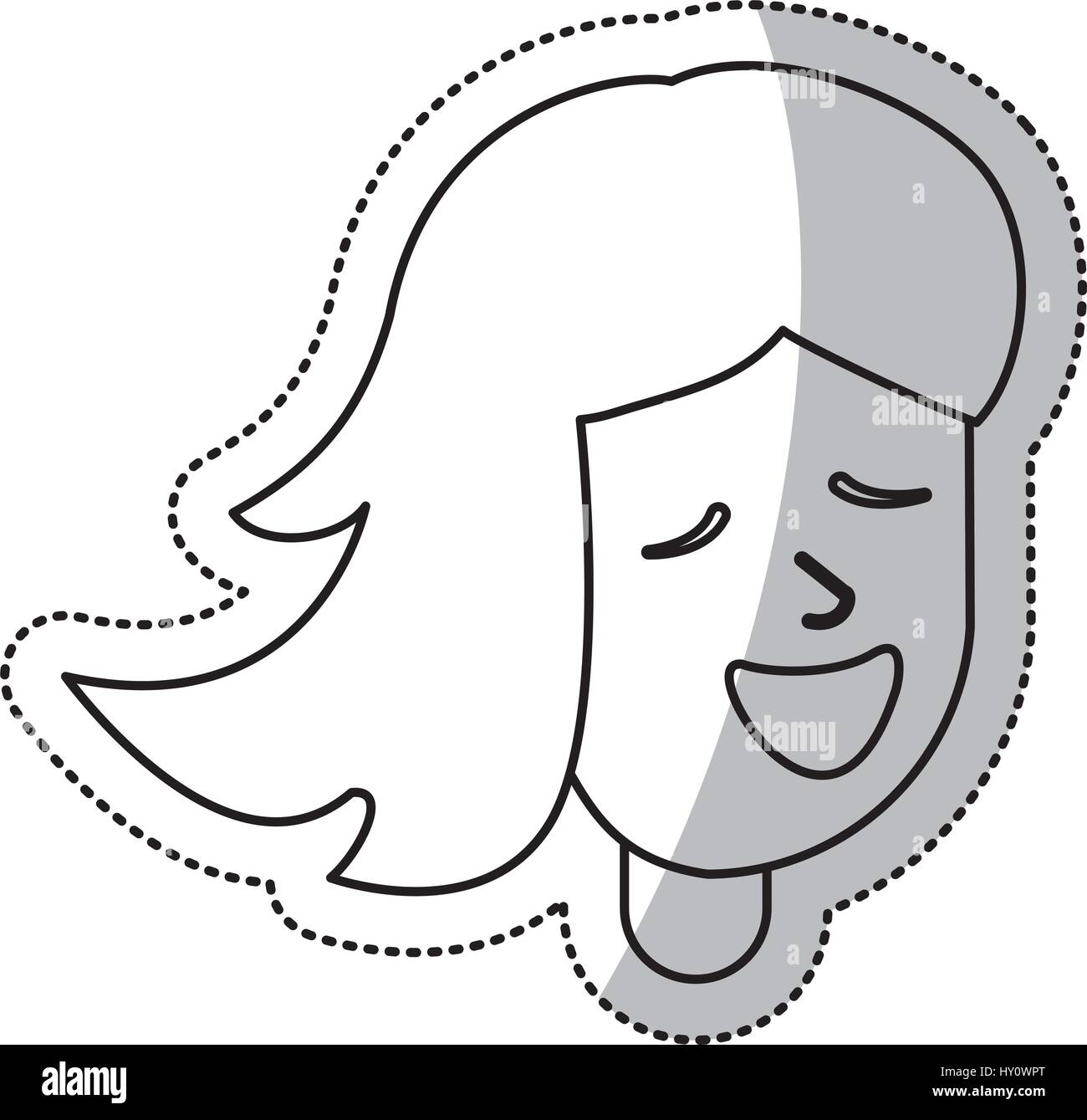 smiling girl female outline vector illustration eps 10 Stock Vector ...