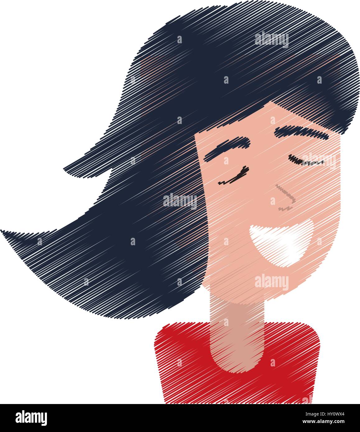 drawing portrait girl smiling Stock Vector Image & Art - Alamy