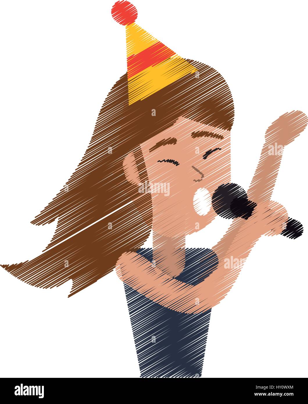 drawing funny girl dance happiness Stock Vector Image & Art - Alamy