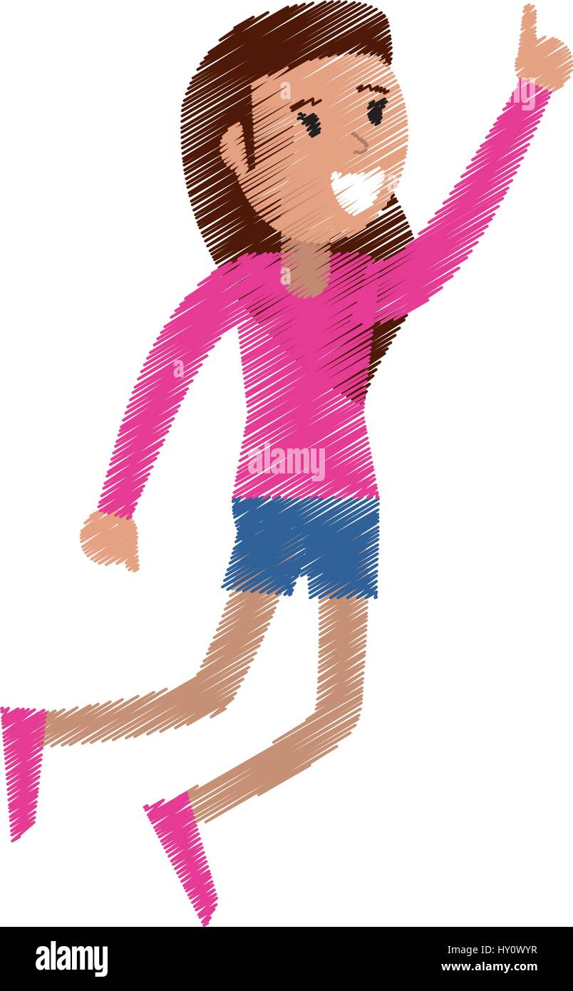 drawing funny girl dance happiness Stock Vector Image & Art - Alamy