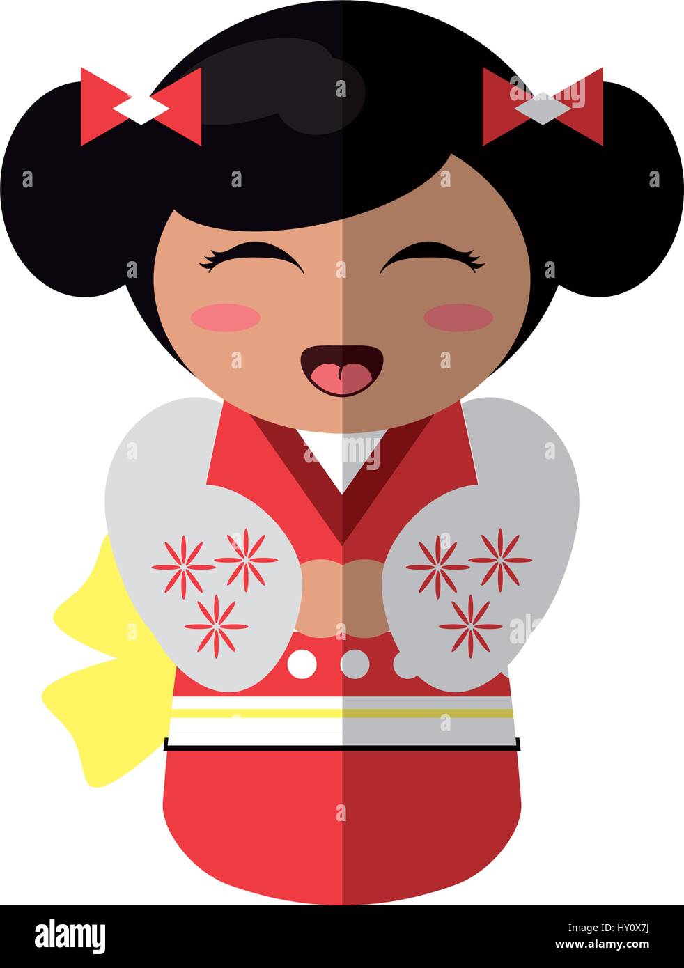 cute kokeshi doll traditional costume japanese Stock Vector Image & Art ...