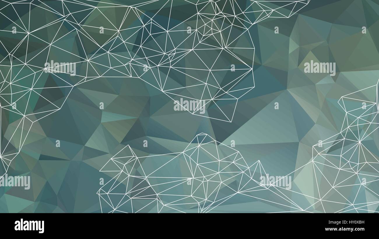 Grey green abstract low poly geometric background with white triangle ...