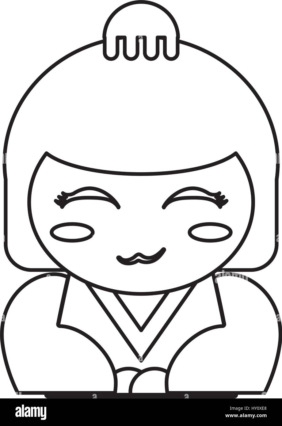 portrait kokeshi doll outline Stock Vector Image & Art - Alamy
