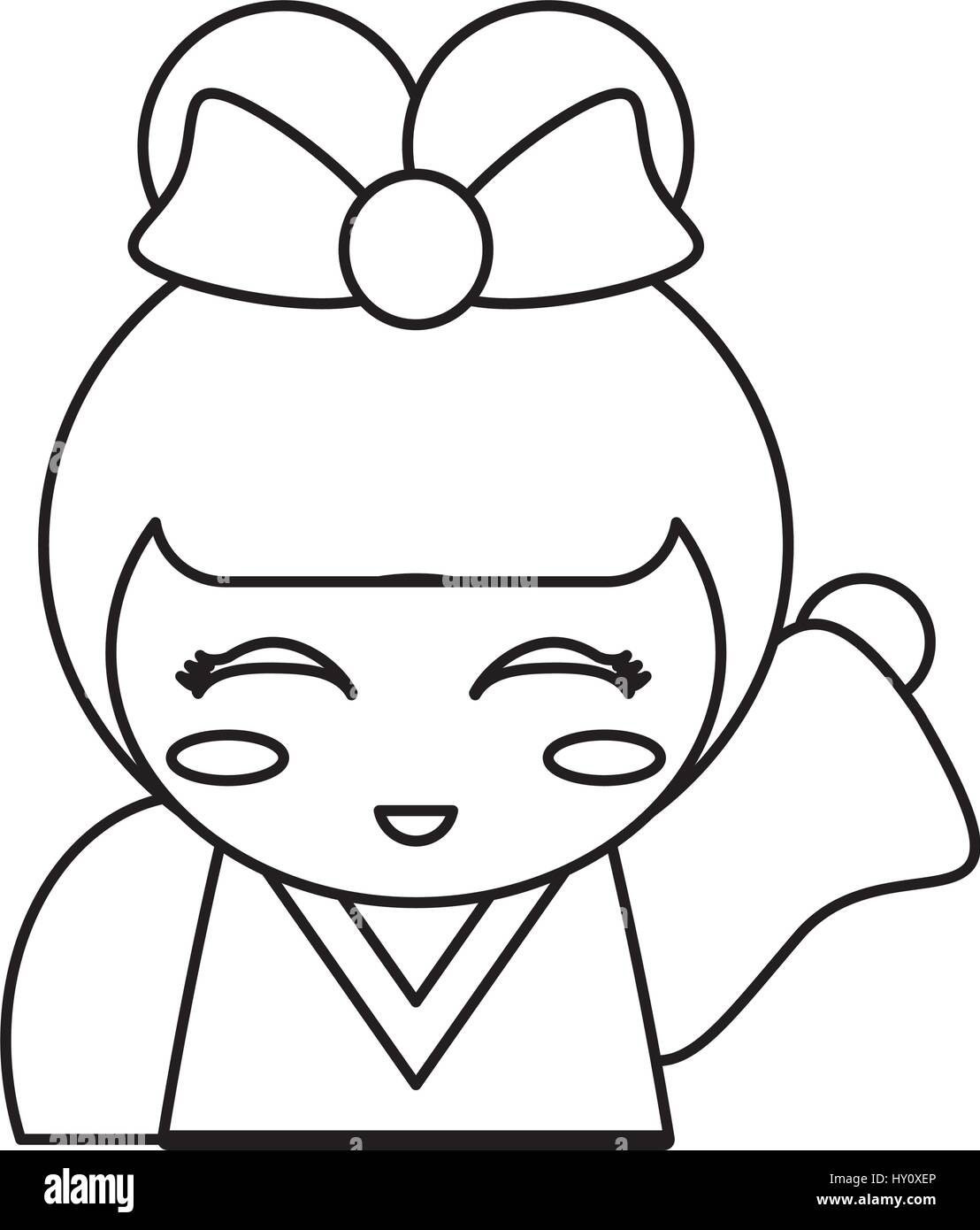 portrait kokeshi doll outline Stock Vector Image & Art - Alamy