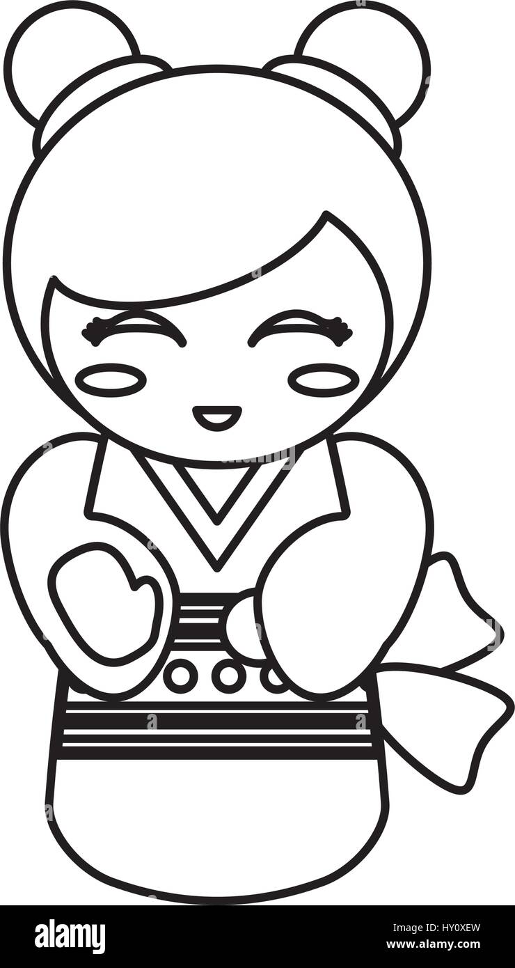doll kokeshi decoration outline Stock Vector Image & Art - Alamy