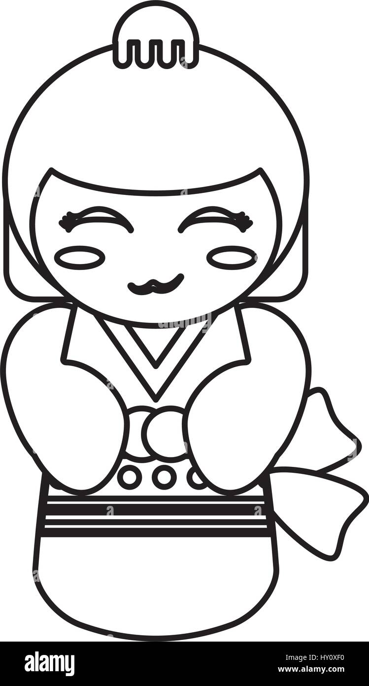 doll kokeshi decoration outline Stock Vector Image & Art - Alamy