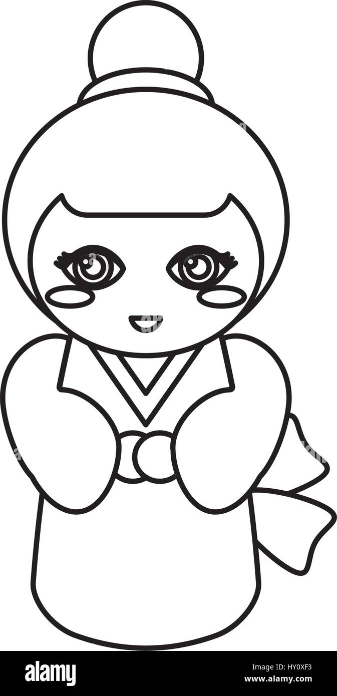 doll kokeshi decoration outline Stock Vector Image & Art - Alamy