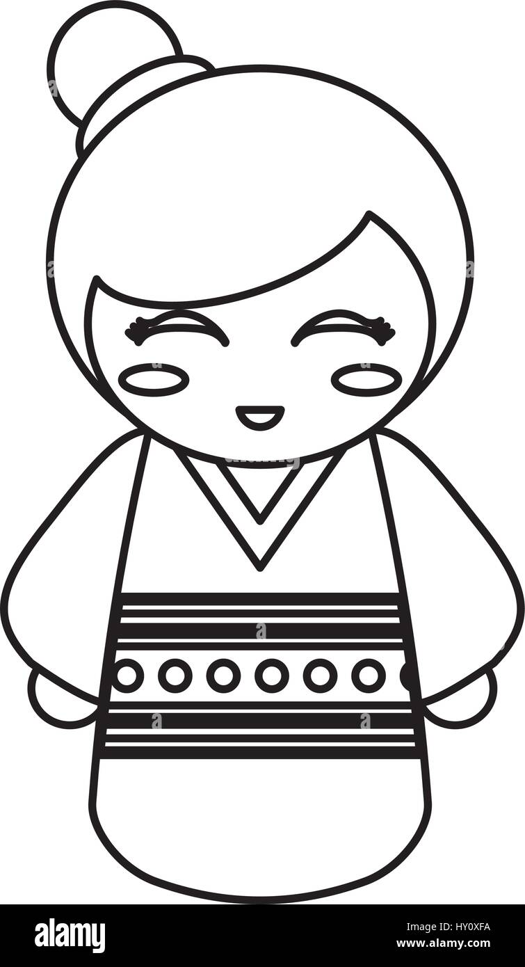 doll kokeshi decoration outline Stock Vector Image & Art - Alamy