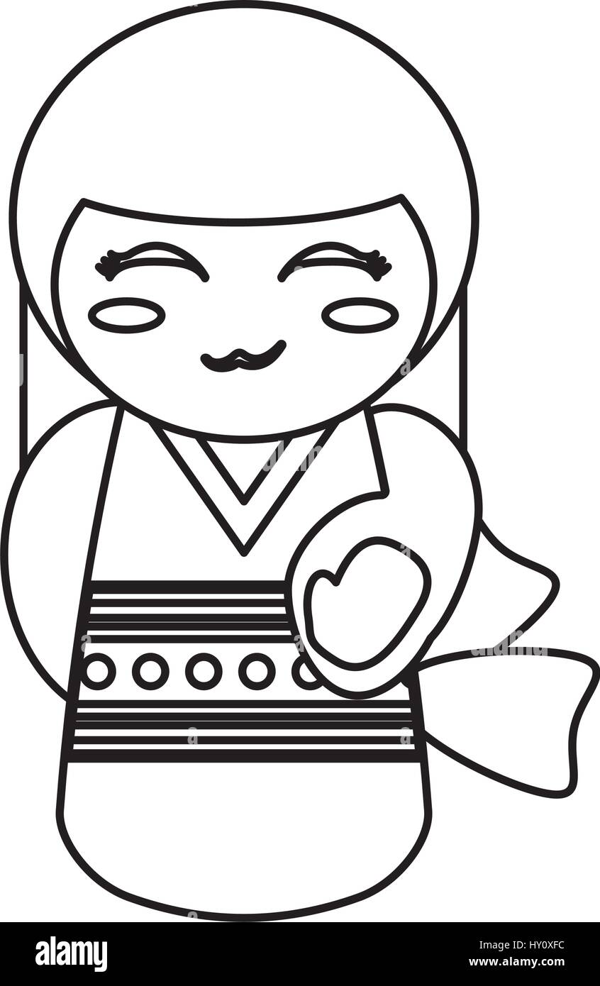 doll kokeshi decoration outline Stock Vector Image & Art - Alamy