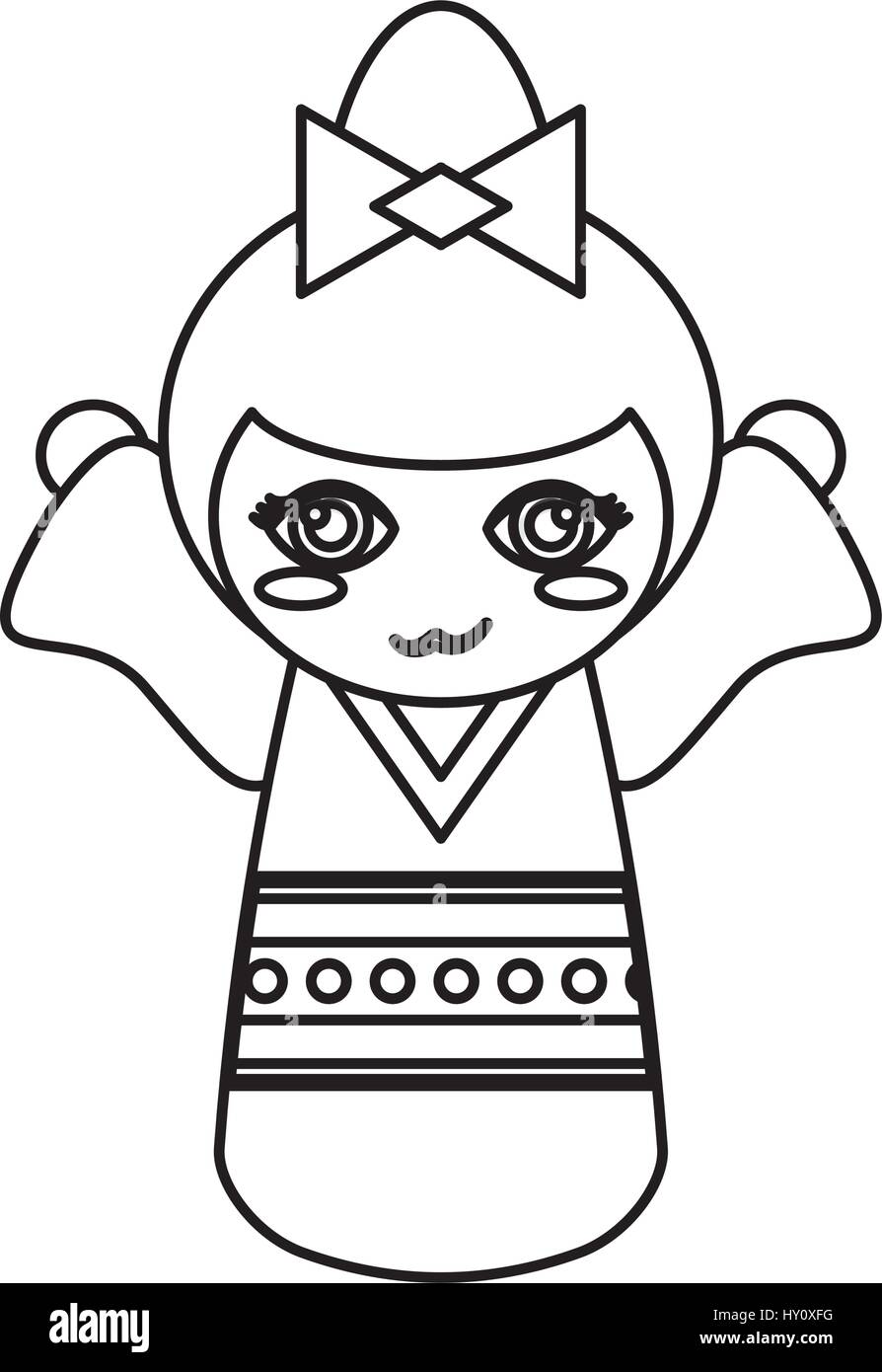 doll kokeshi decoration outline Stock Vector Image & Art - Alamy