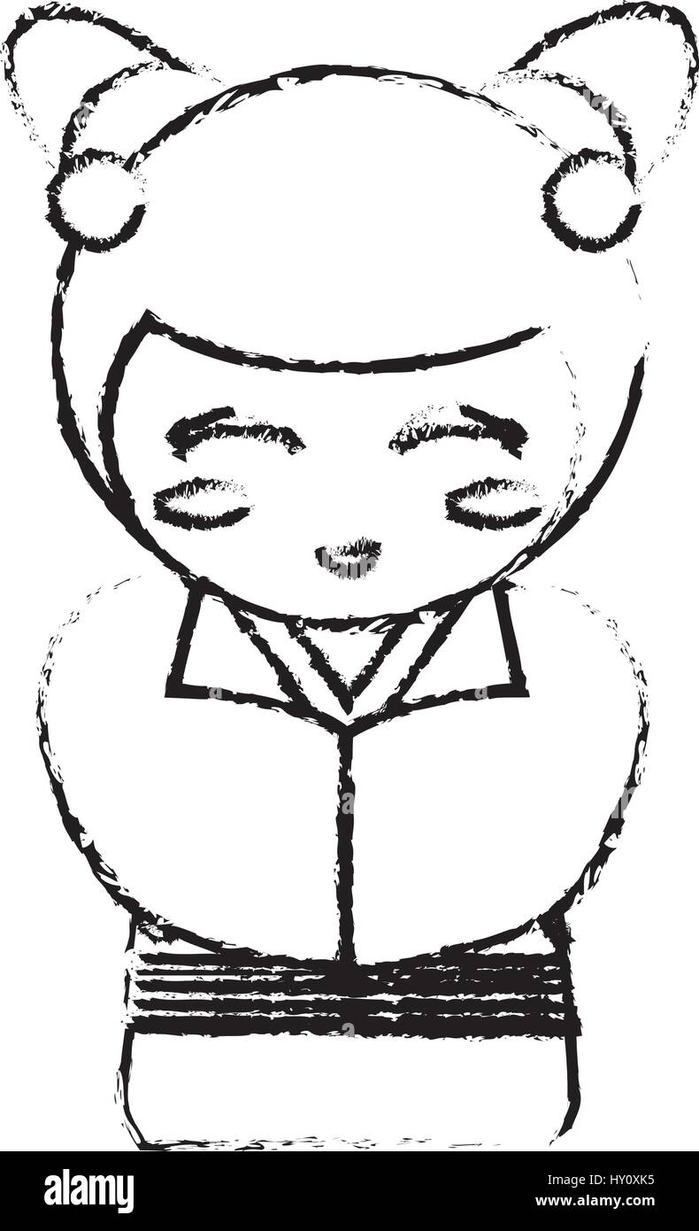 kokeshi doll geisha decorative sketch Stock Vector Image & Art - Alamy