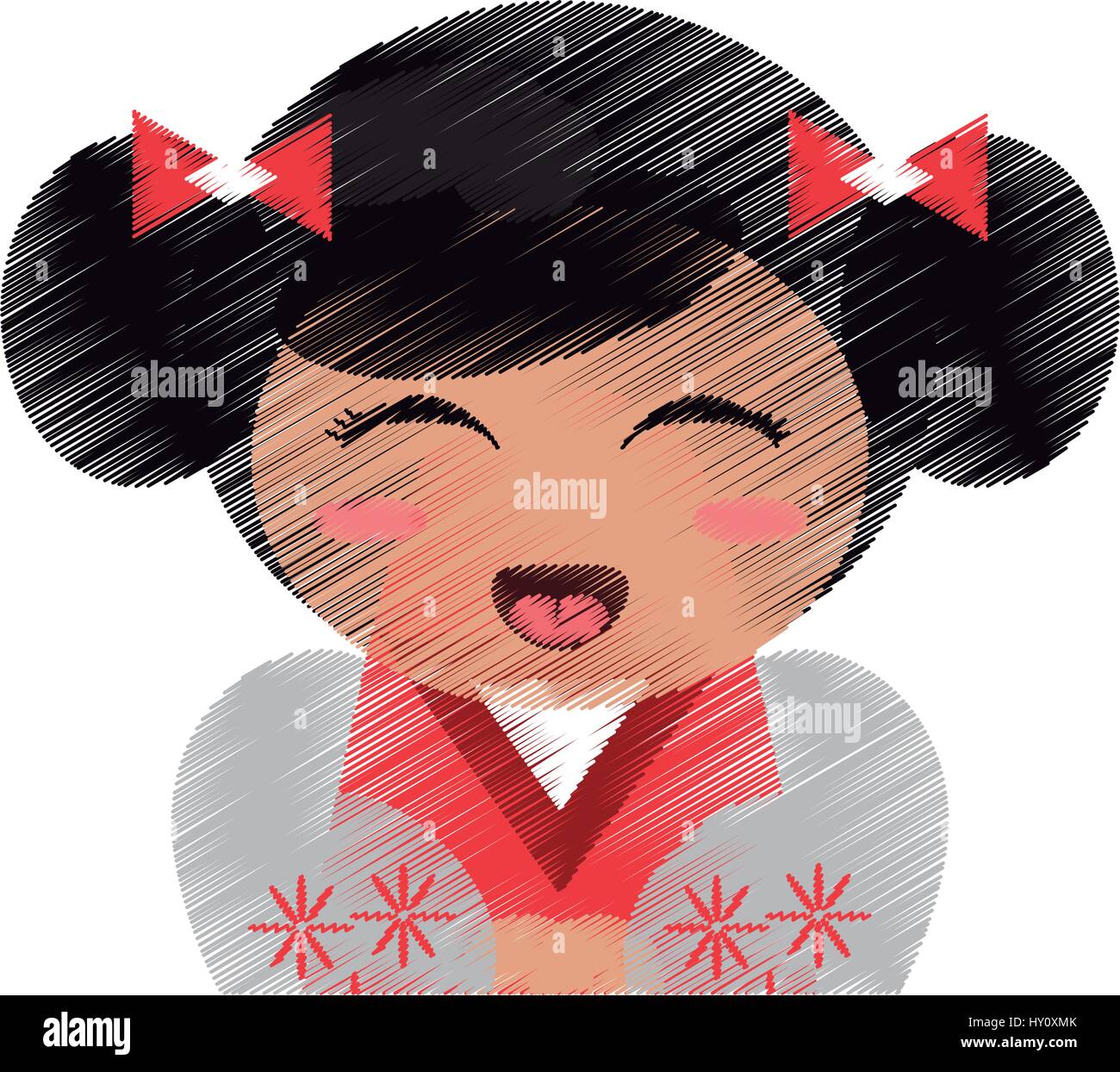 drawing japanese doll portrait Stock Vector Image & Art - Alamy