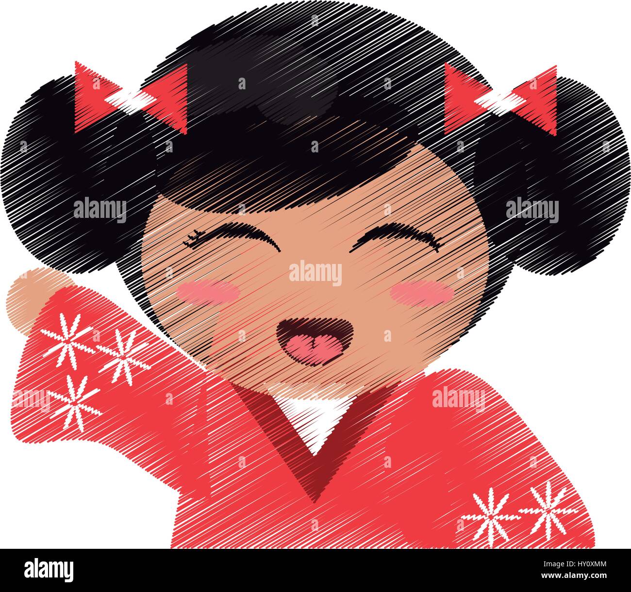 drawing japanese doll portrait Stock Vector Image & Art - Alamy