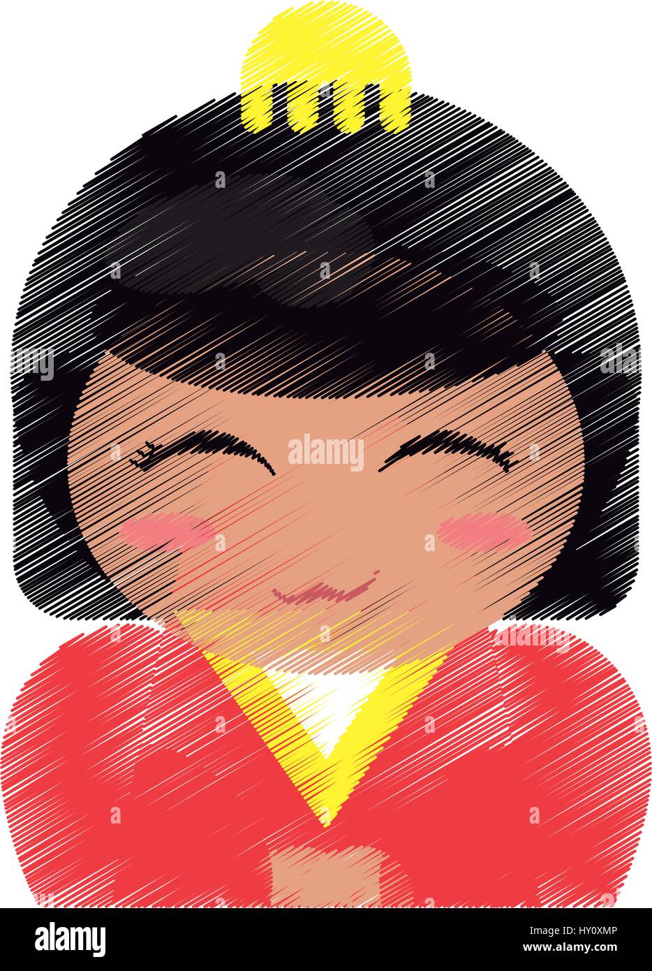 drawing japanese doll portrait Stock Vector Image & Art - Alamy