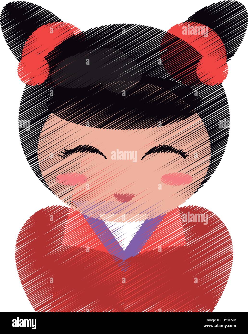 drawing japanese doll portrait Stock Vector Image & Art - Alamy