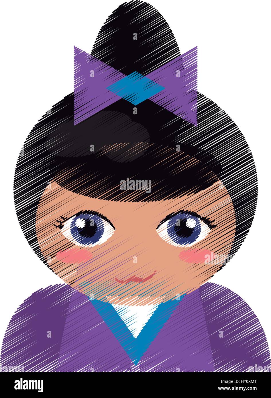 drawing japanese doll portrait Stock Vector Image & Art - Alamy