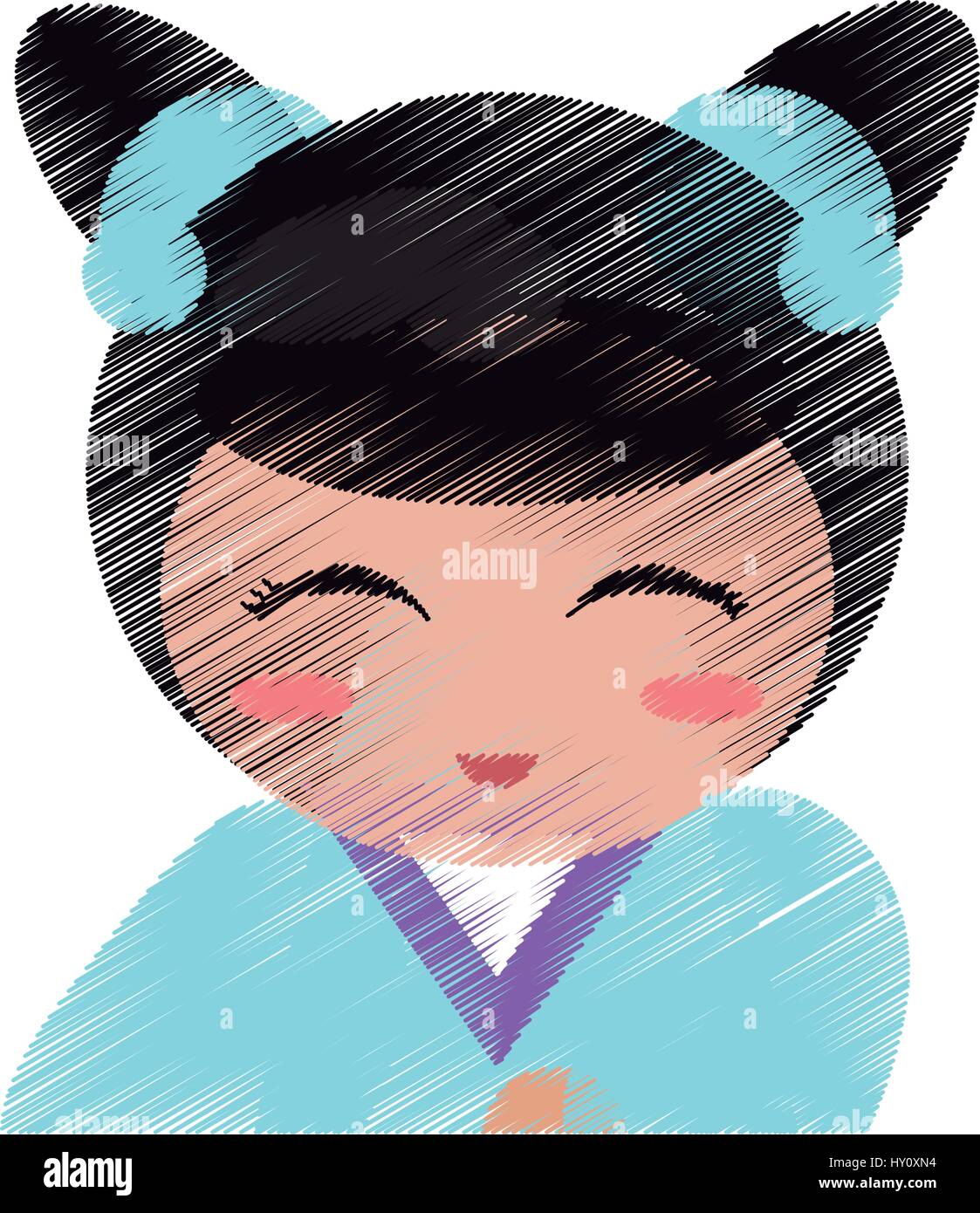 drawing japanese doll portrait Stock Vector Image & Art - Alamy