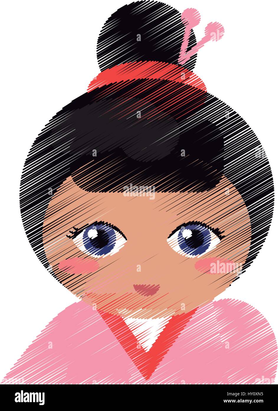 drawing japanese doll portrait Stock Vector Image & Art - Alamy