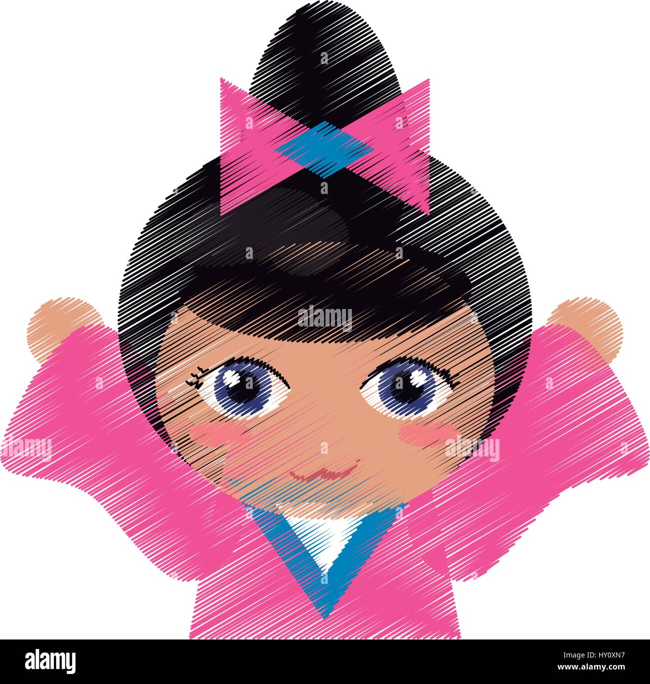 drawing japanese doll portrait Stock Vector Image & Art - Alamy