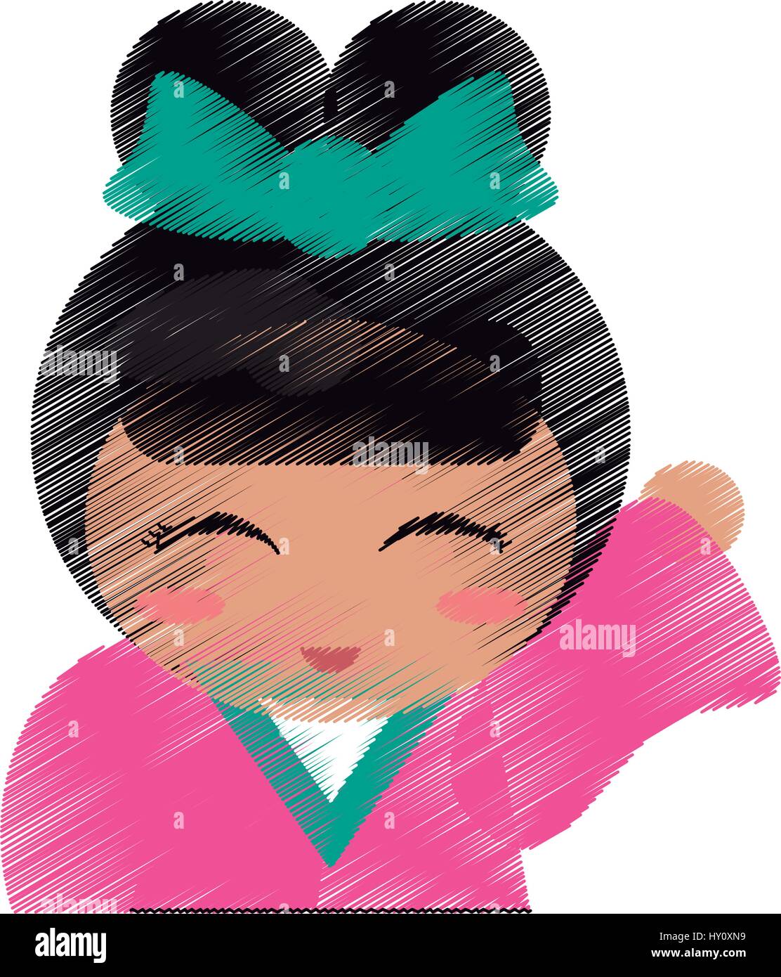 drawing japanese doll portrait Stock Vector Image & Art - Alamy