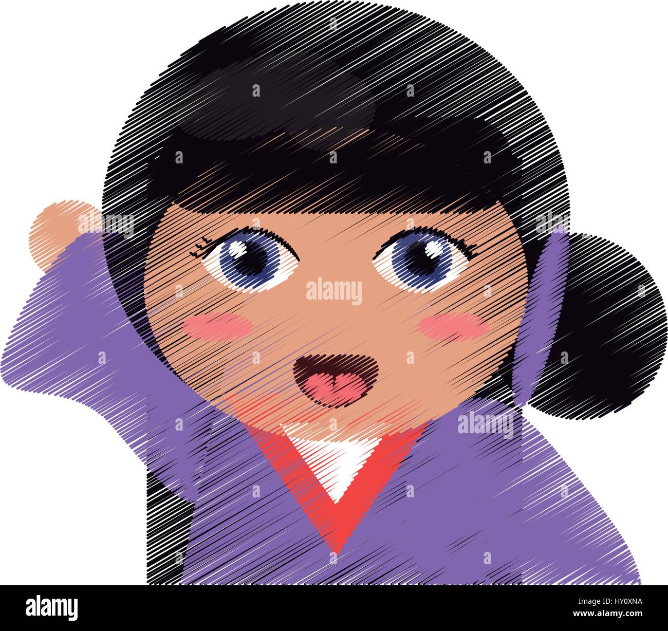 drawing japanese doll portrait Stock Vector Image & Art - Alamy