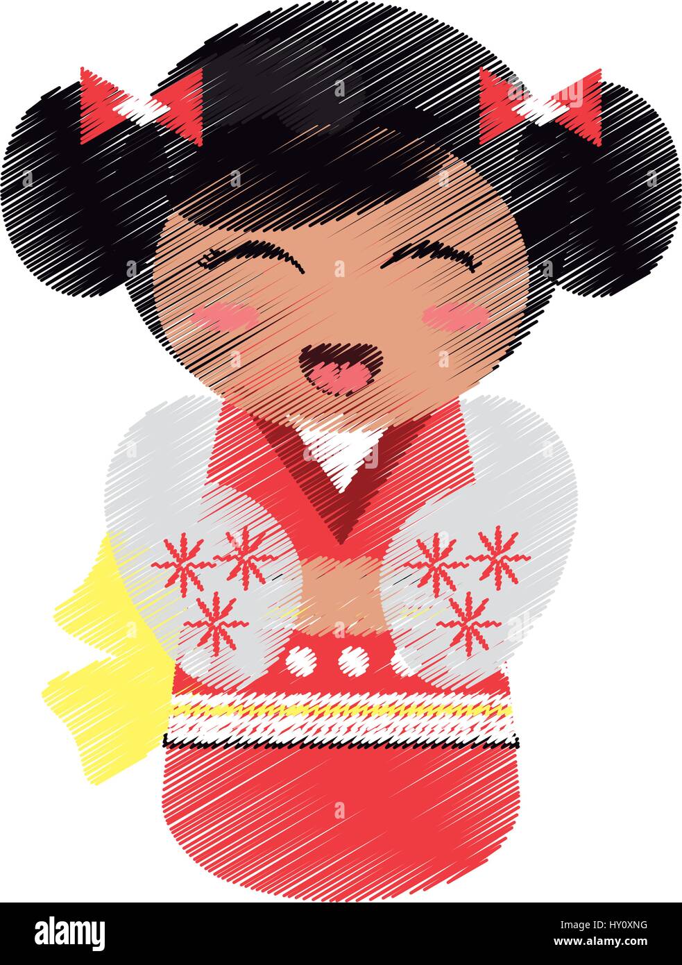 drawing japanese doll geisha folk image Stock Vector Image & Art - Alamy