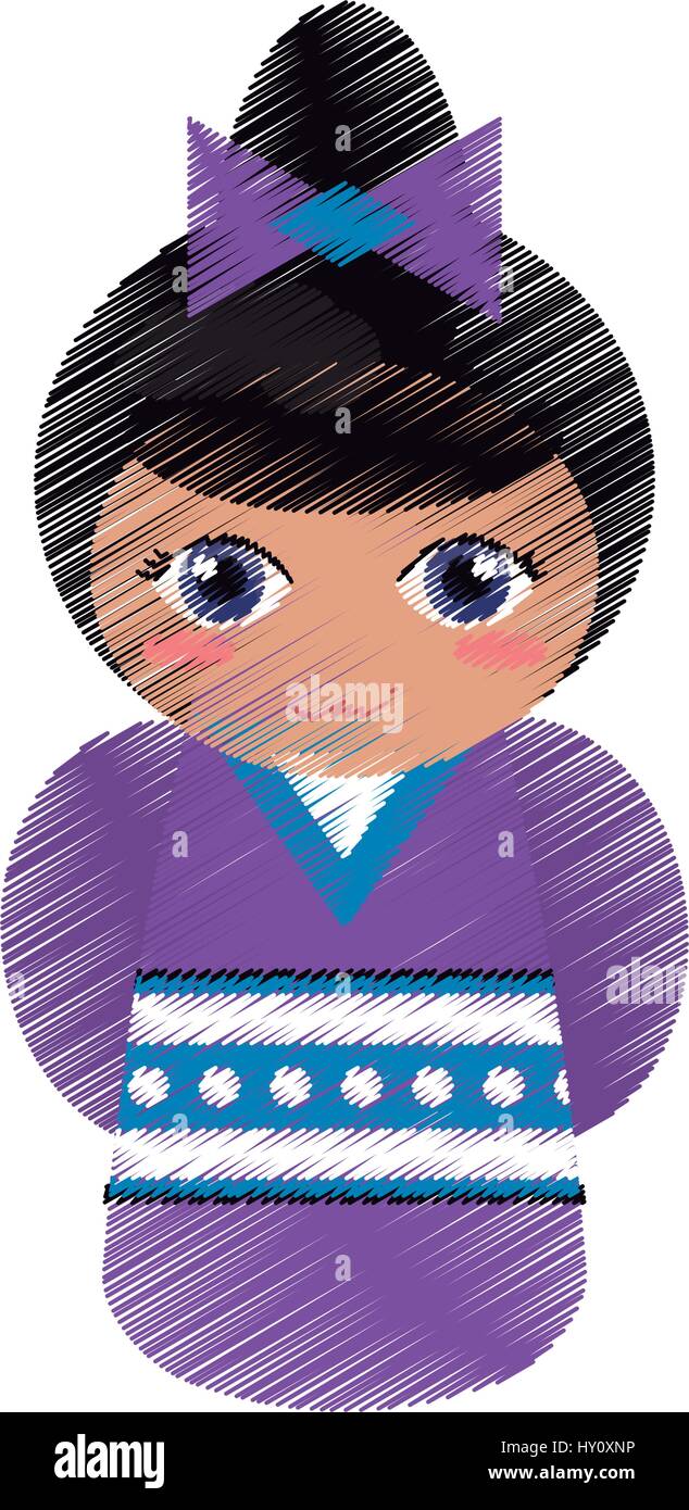 drawing japanese doll geisha folk image Stock Vector Image & Art - Alamy