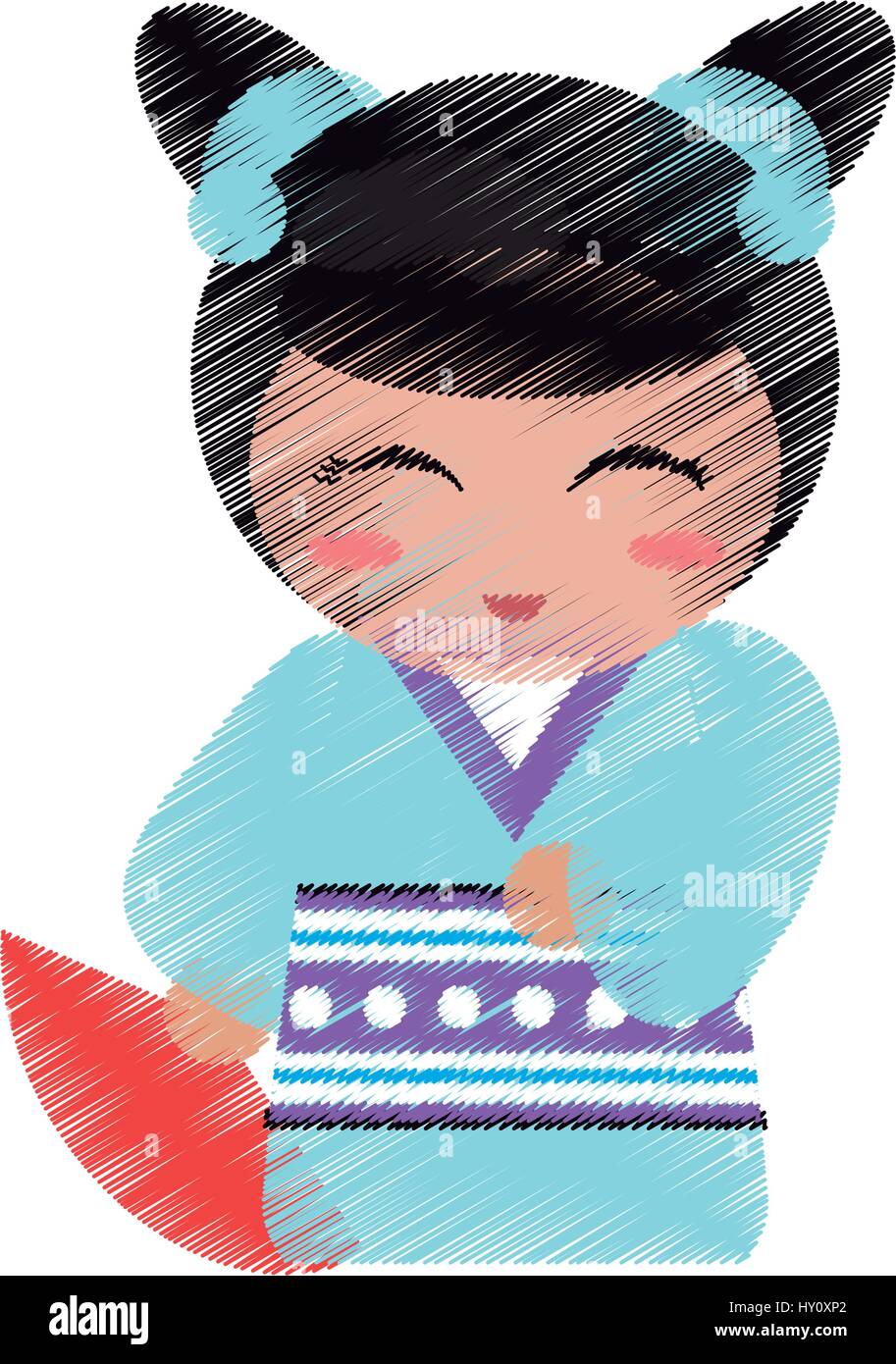 drawing japanese doll geisha folk image Stock Vector Image & Art - Alamy