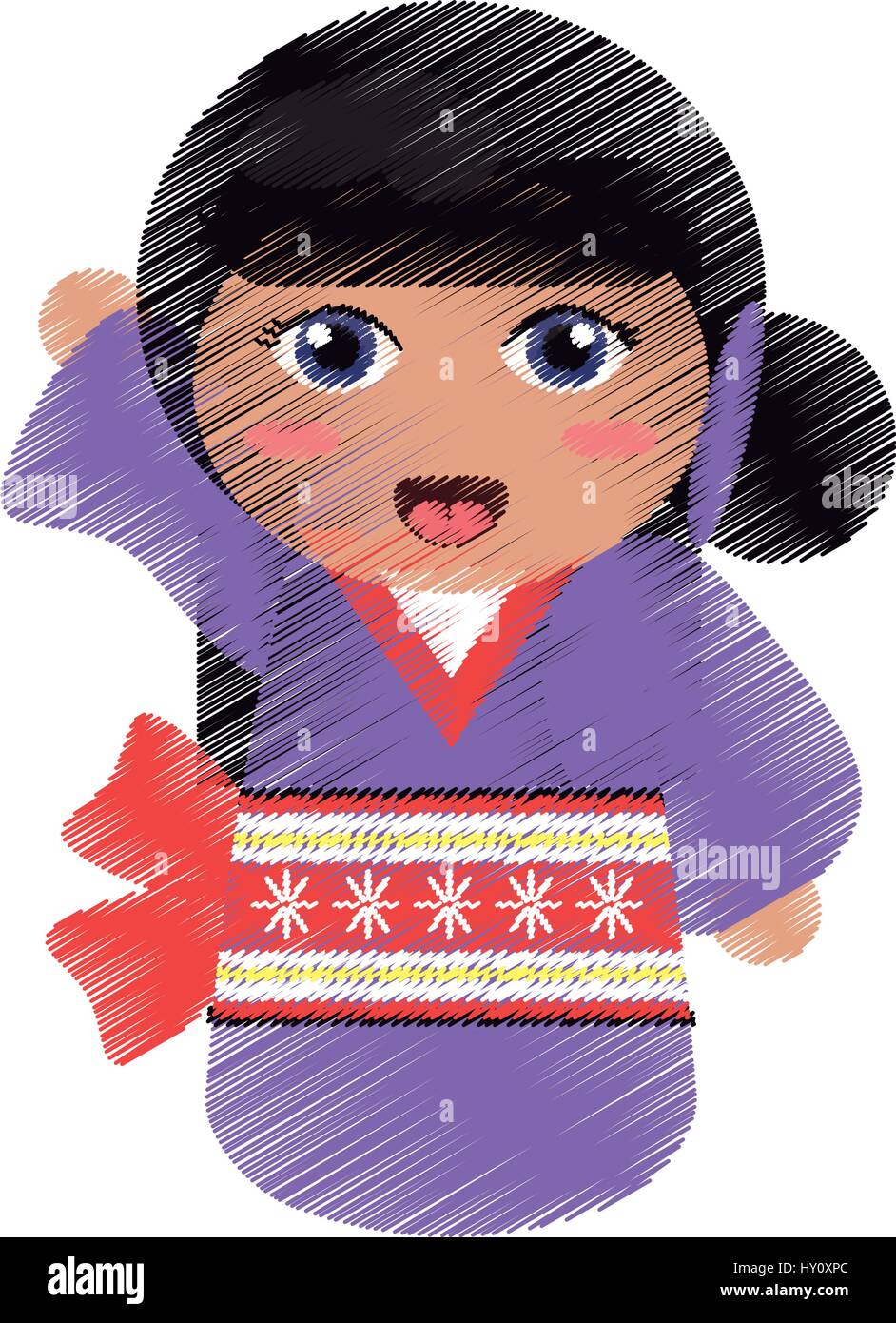 drawing japanese doll geisha folk image Stock Vector Image & Art - Alamy