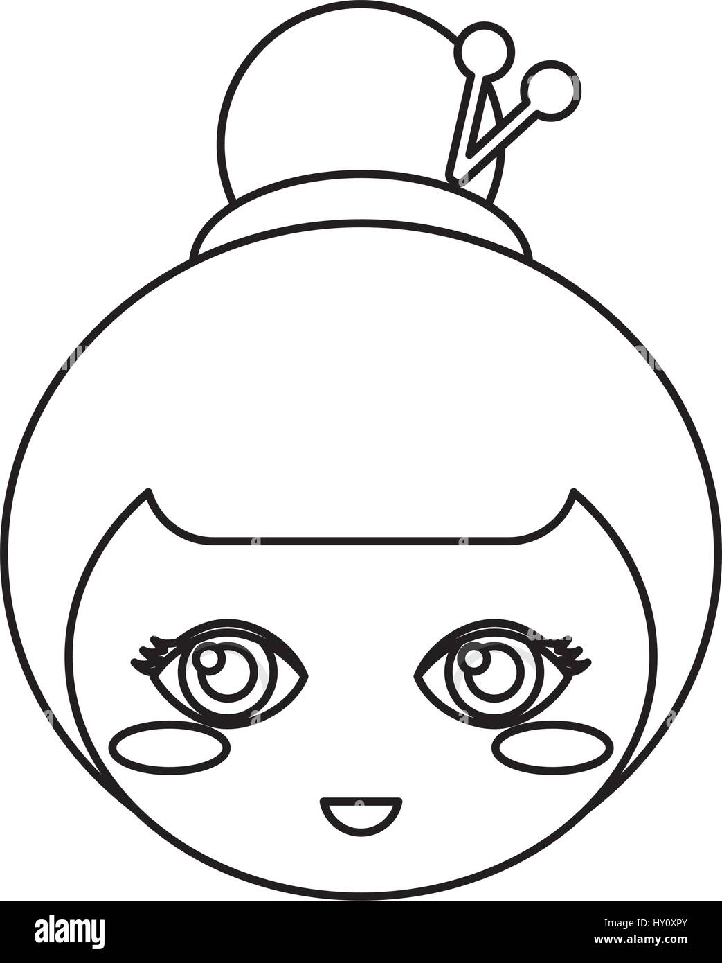 Cute japanese doll head vector Stock Vector Images - Alamy