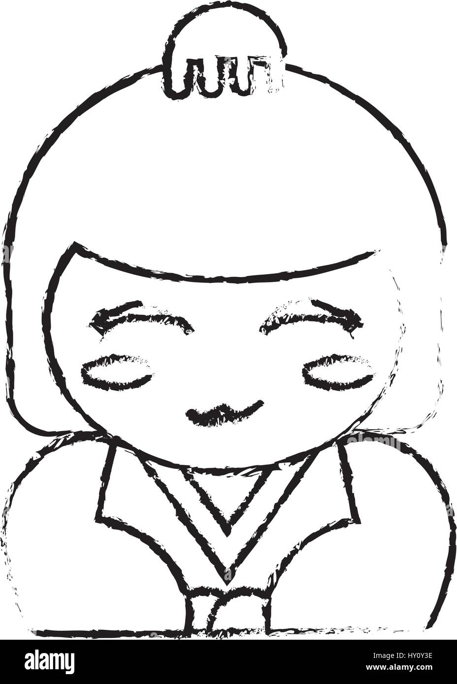 portrait kokeshi doll chinese sketch Stock Vector Image & Art - Alamy