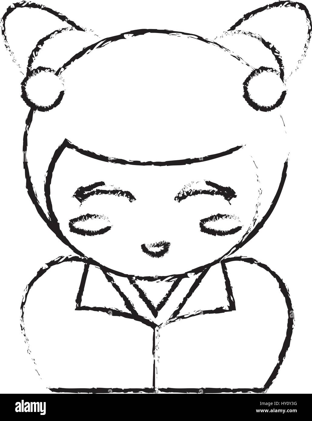 portrait kokeshi doll chinese sketch Stock Vector Image & Art - Alamy