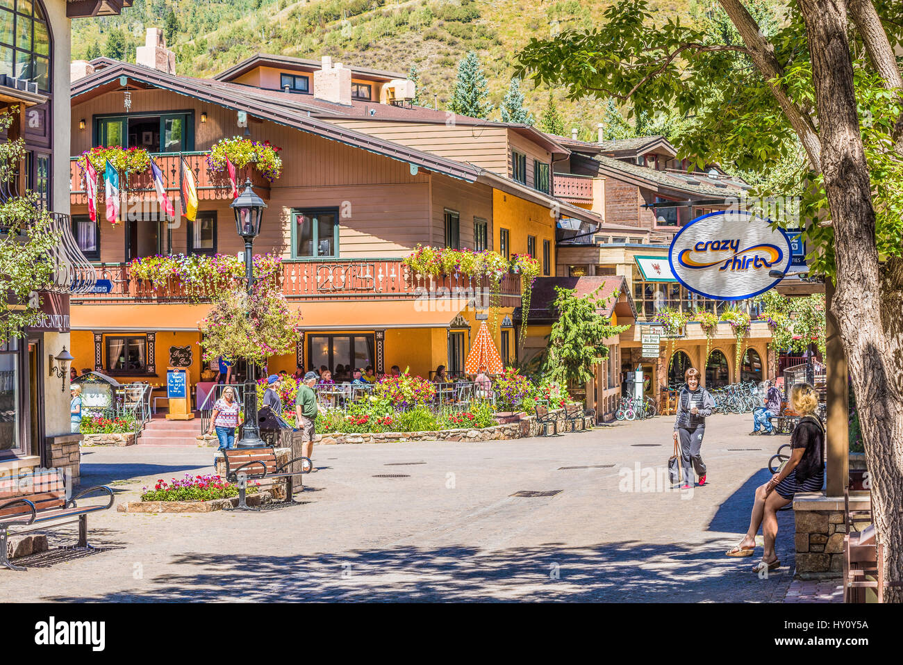 Vail, USA - September 10, 2015: Street in Swiss style at resort town of ...