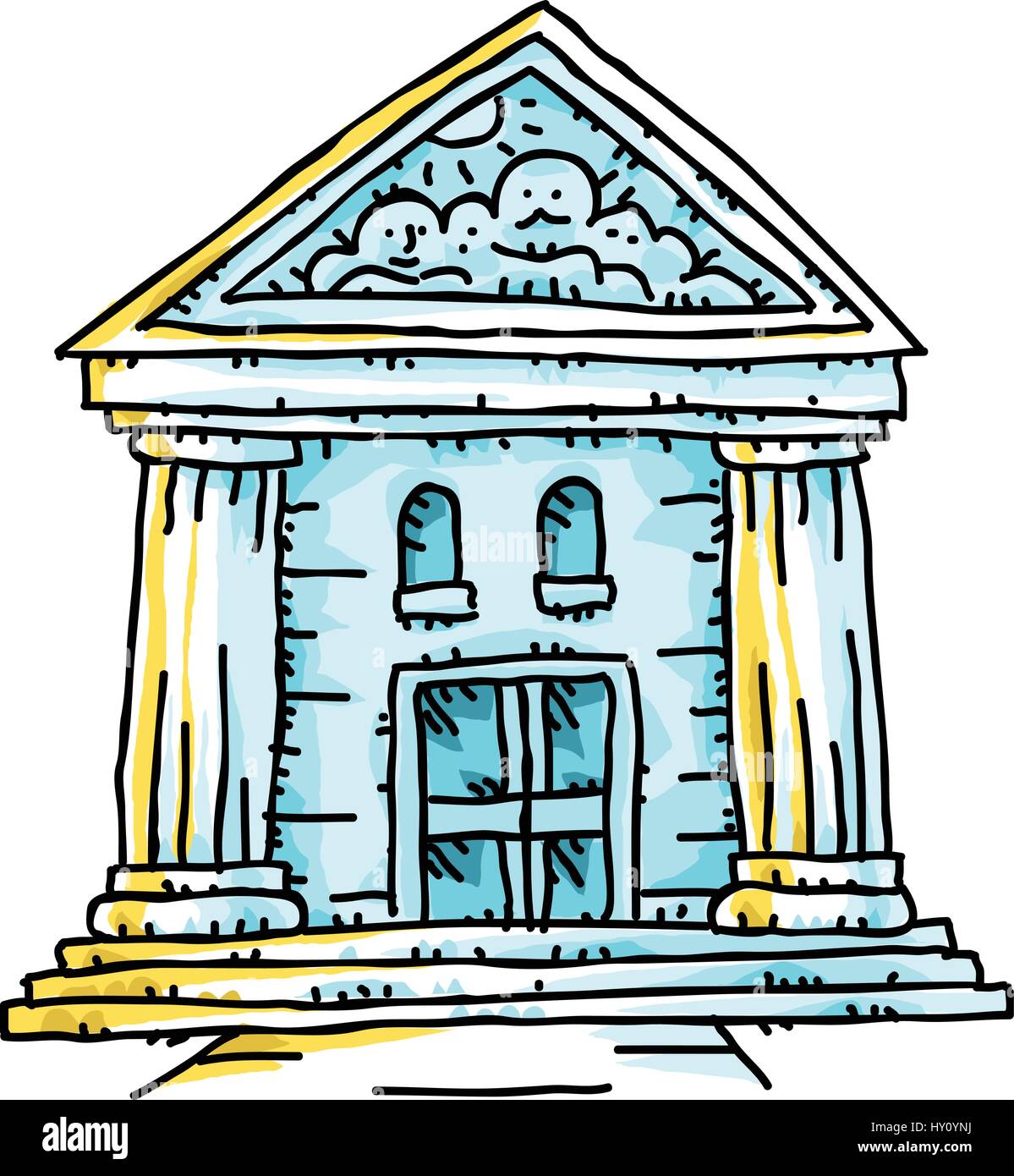 A cartoon historic bank building with bold columns Stock Vector Image ...