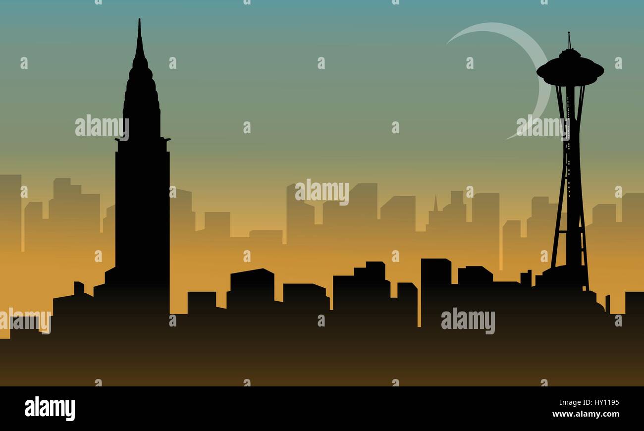 Buildings blue night usa Stock Vector Images - Alamy