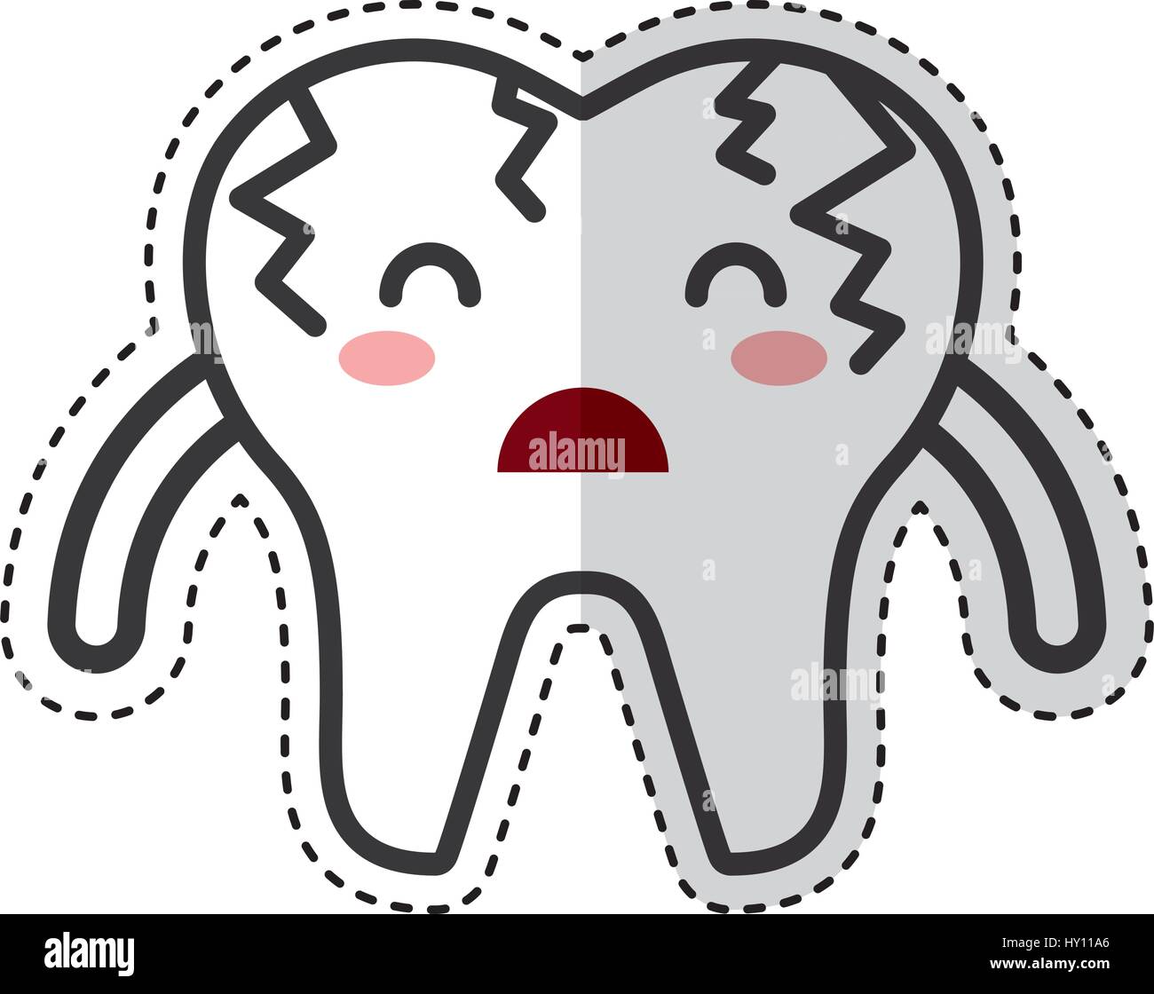 Broken tooth sad character icon Stock Vector Image & Art - Alamy